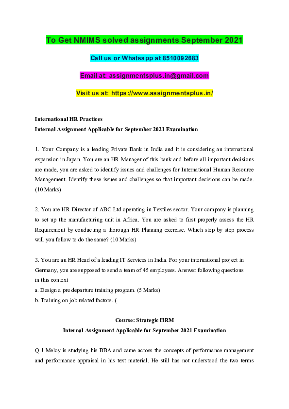 (DOC) NMIMS solved assignments September 2021