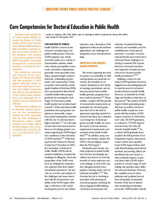 (PDF) Core Competencies for Doctoral Education in Public Health ...
