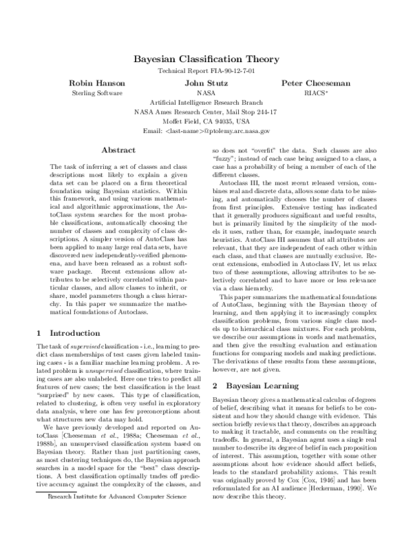 (PDF) Bayesian Classification Theory