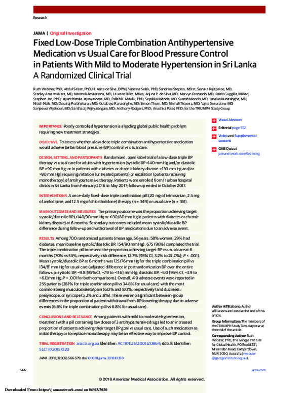 (PDF) Fixed Low-Dose Triple Combination Antihypertensive Medication vs ...