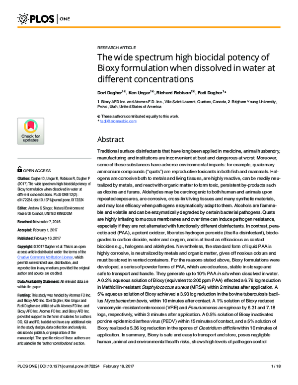 (PDF) The wide spectrum high biocidal potency of Bioxy formulation when ...
