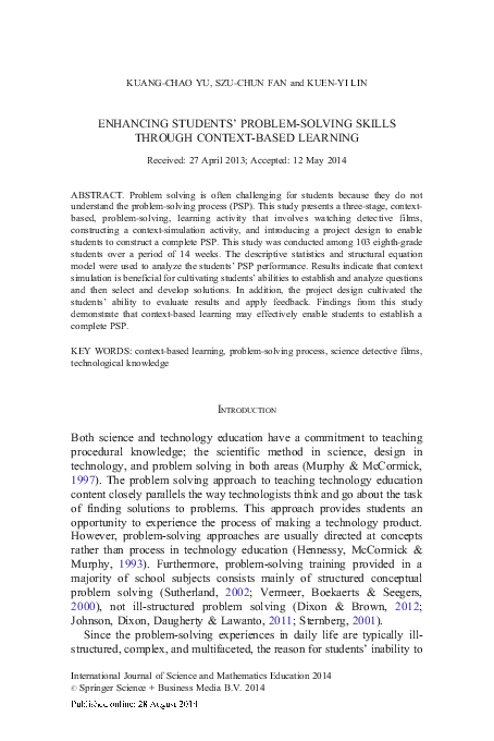(PDF) Enhancing Students’ Problem-Solving Skills Through Context-Based Learning