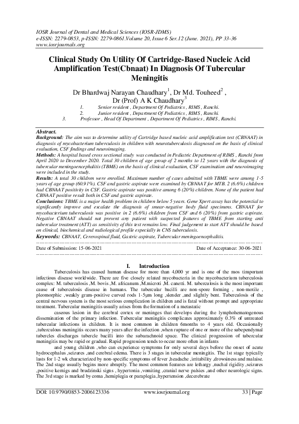 (PDF) Clinical Study On Utility Of Cartridge-Based Nucleic Acid ...