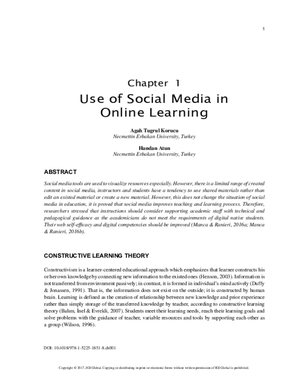 (PDF) Use of Social Media in Online Learning