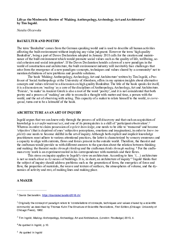 (PDF) Life as the Meshwork: Review of 'Making. Anthropology, Archeology ...
