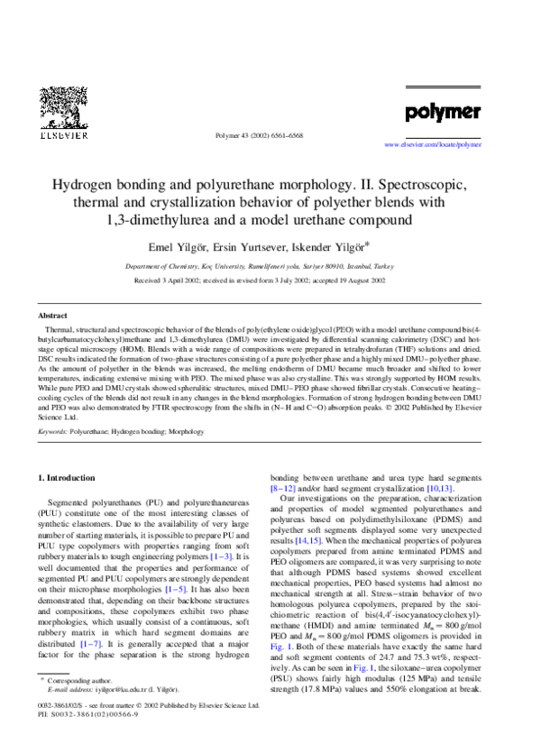 (PDF) Hydrogen bonding and polyurethane morphology. I. Quantum ...