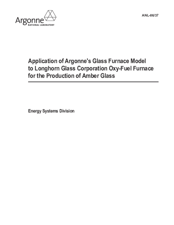 (PDF) Application of Argonne's Glass Furnace Model to longhorn glass ...