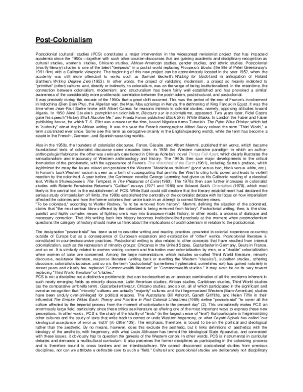 (PDF) Post colonialism