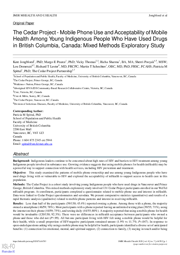 (PDF) The Cedar Project -Mobile Phone Use and Acceptability of Mobile ...