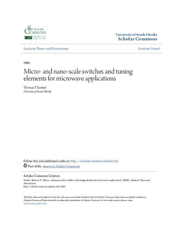 (PDF) Micro and nano-scale switches and tuning elements for microwave ...
