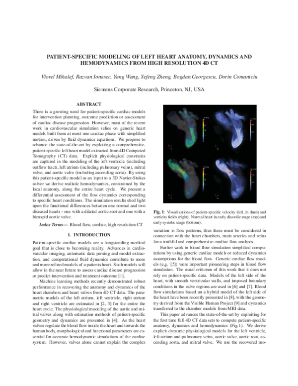 (PDF) Patient-specific modeling of left heart anatomy, dynamics and hemodynamics from high ...