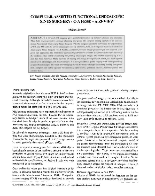 (PDF) Computer-assisted functional endoscopic sinus surgery (c-a fess ...