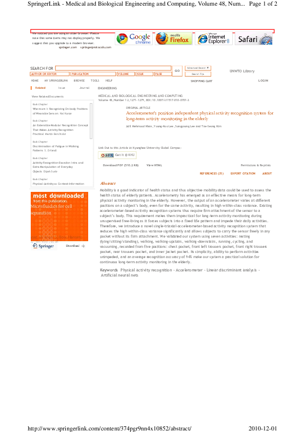 (PDF) Position-Independent Activity Monitoring for Elderly