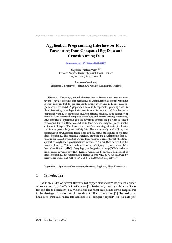 (PDF) Application Programming Interface for Flood Forecasting from ...