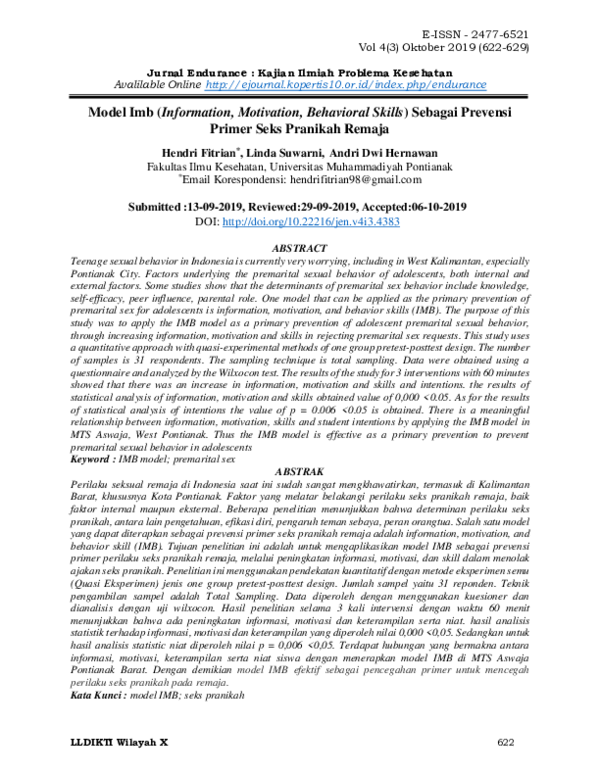 (PDF) Model IMB(Information, Motivation, Behavioral Skills) Sebagai ...