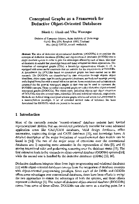Pdf Conceptual Graphs As A Framework For Deductive Object Oriented Databases