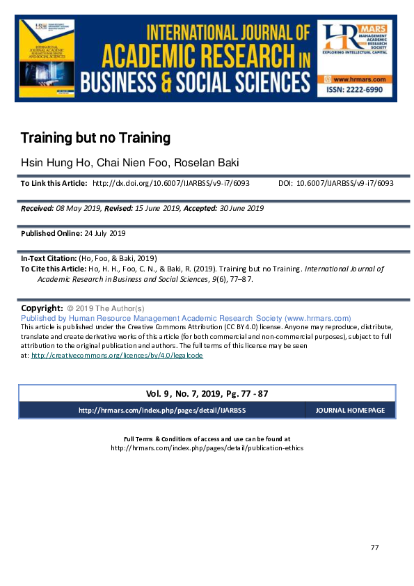 (PDF) Training but no Training