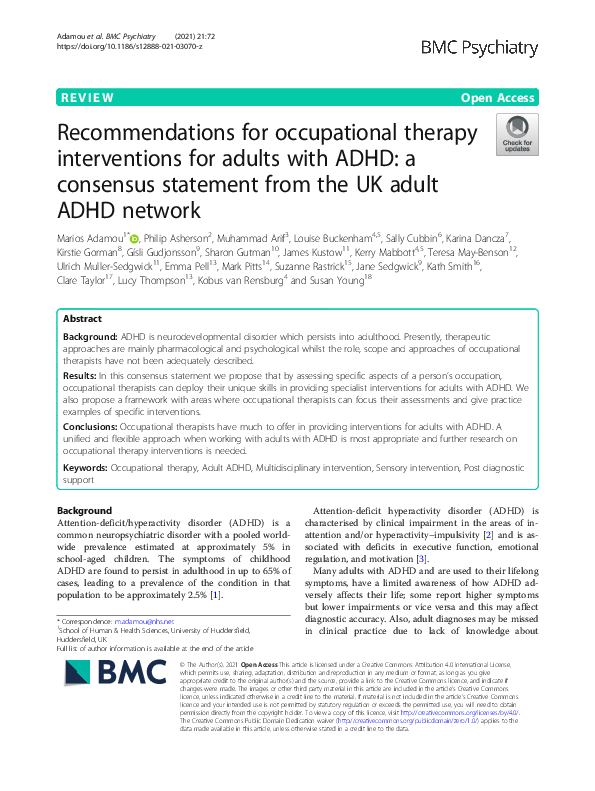 (PDF) Recommendations for occupational therapy interventions for adults ...
