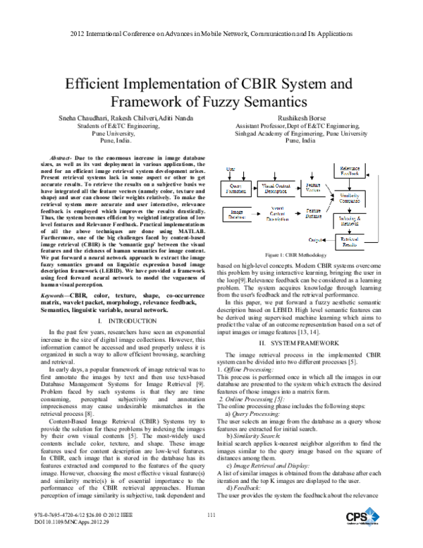 (PDF) Efficient Implementation of CBIR System and Framework of Fuzzy Semantics