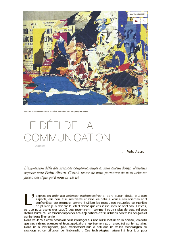 (PDF) LE DÉFI DE LA COMMUNICATION