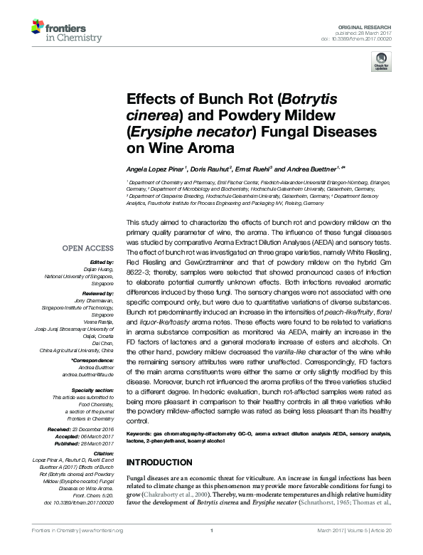 (PDF) Effects of Bunch Rot (Botrytis cinerea) and Powdery Mildew ...