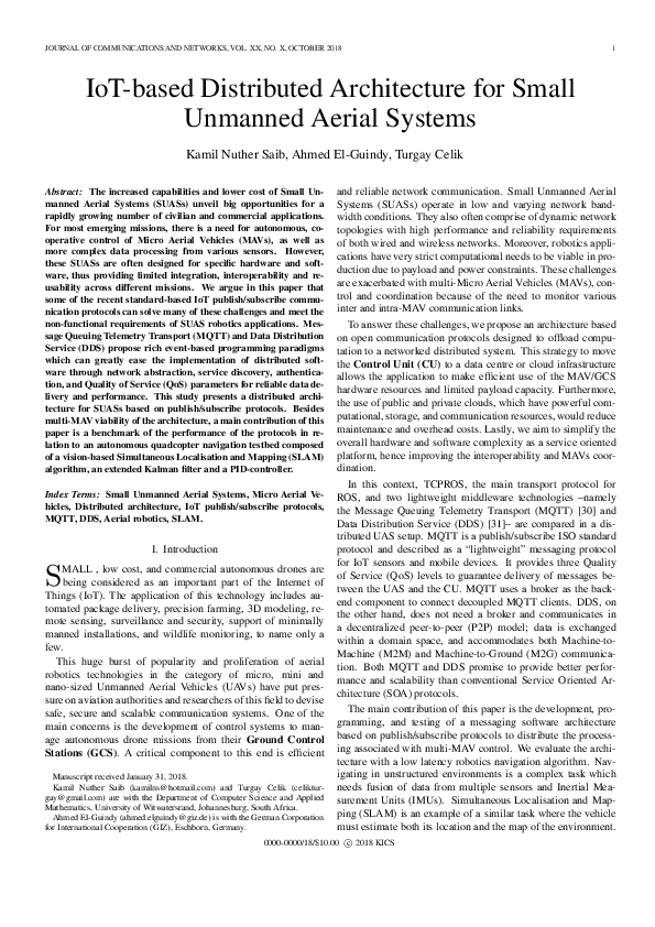 (PDF) IoT-based Distributed Architecture for Small Unmanned Aerial Systems