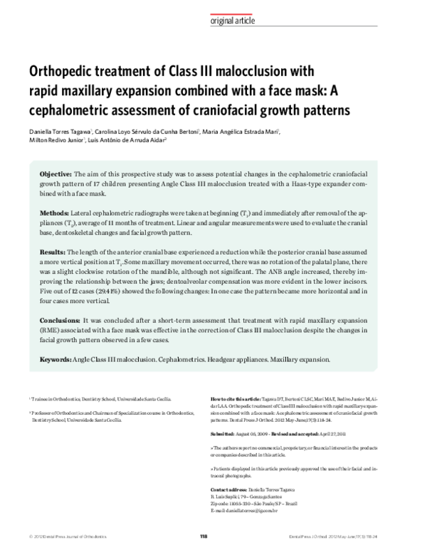 (PDF) Orthopedic treatment of Class III malocclusion with rapid ...