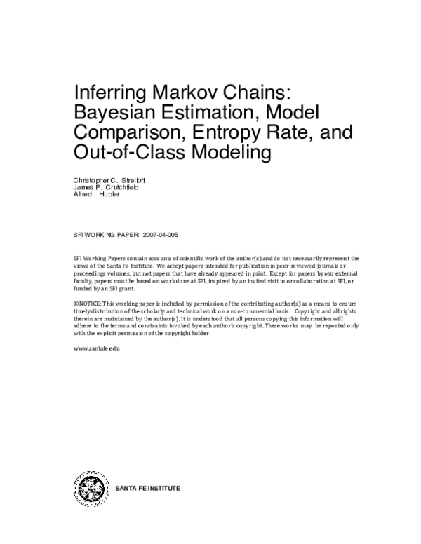 Pdf Inferring Markov Chains Bayesian Estimation Model Comparison