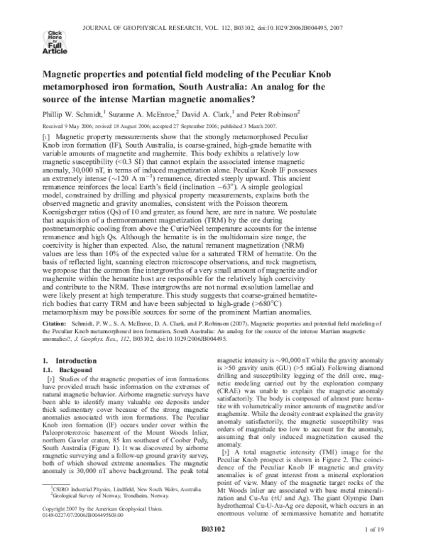 (PDF) Magnetic properties and potential field modeling of the Peculiar ...