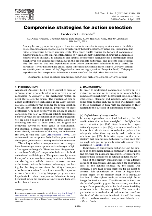 (PDF) Compromise strategies for action selection