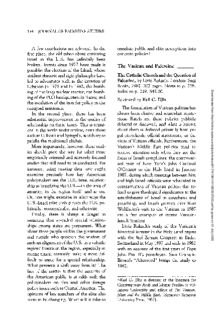 (PDF) The Vatican and Palestine: The Catholic Church and the Question ...