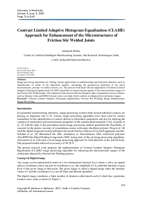 (PDF) Contrast Limited Adaptive Histogram Equalization (CLAHE) Approach ...