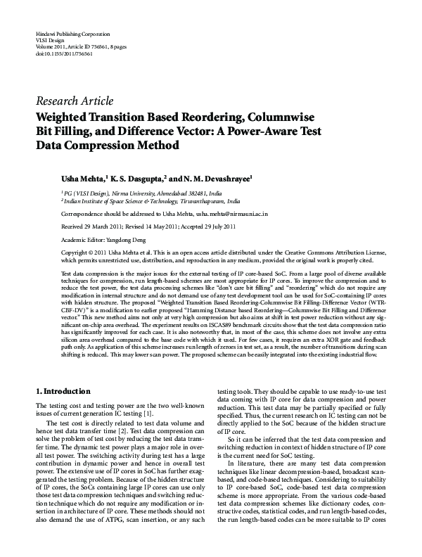 Pdf Compression And Power Reduction In Test Data