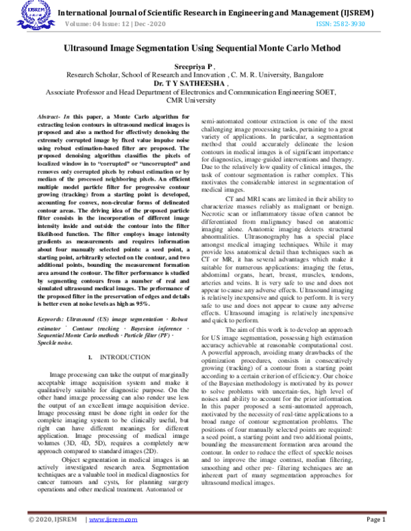 (PDF) Ultrasound Image Segmentation Using Sequential Monte Carlo Method