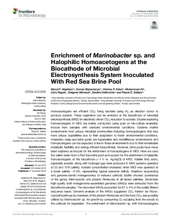 (PDF) Enrichment of Marinobacter sp. and Halophilic Homoacetogens at ...