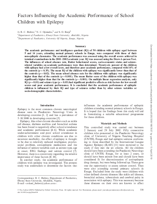 (PDF) Factors Influencing Academic Performance of the Students at ...