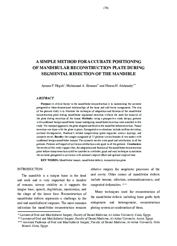 (PDF) A Simple Method for Accurate Positioning of Mandibular ...