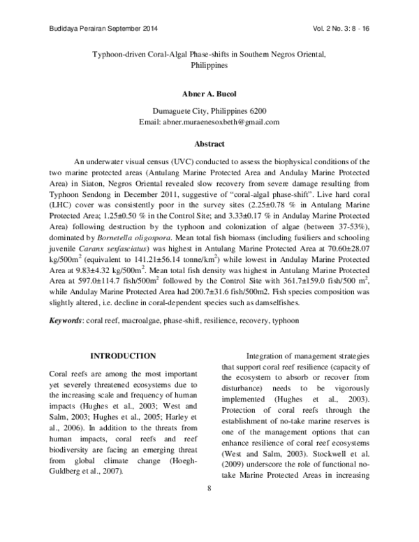 (PDF) Typhoon-driven Coral-Algal Phase-shifts in Southern Negros ...