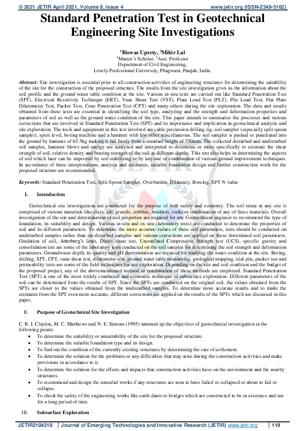 (PDF) Standard Penetration Test in Geotechnical Engineering Site ...