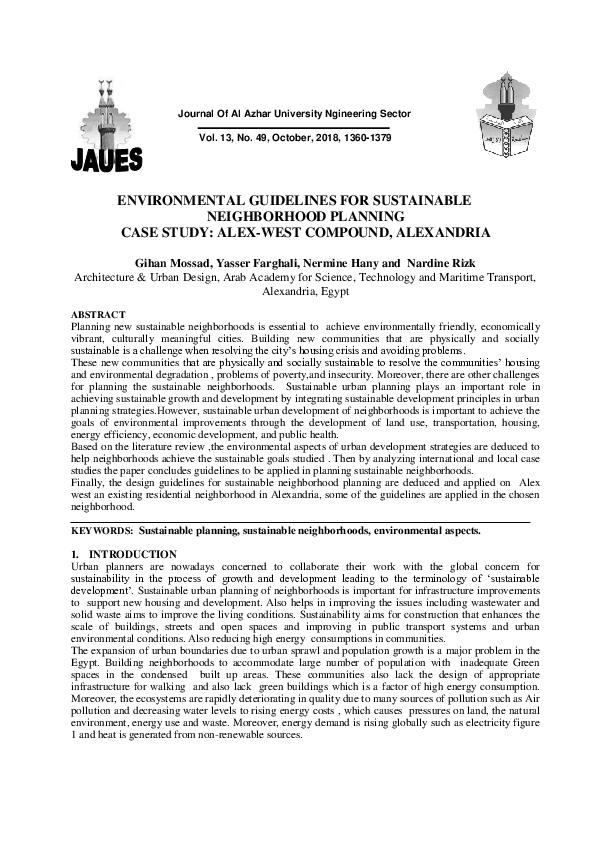 (PDF) Environmental Guidelines for Sustainable Neighborhood Planning ...