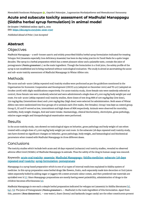 (PDF) Acute and subacute toxicity assessment ...bal syrup formulation ...