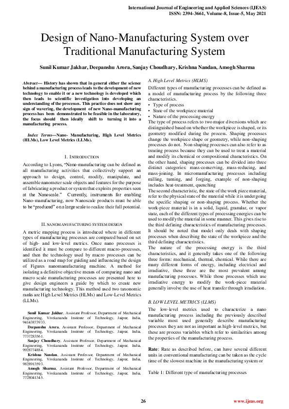 (PDF) Design of Nano-Manufacturing System over Traditional ...