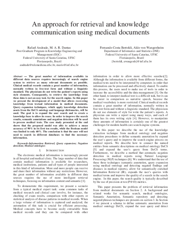 (PDF) An approach for retrieval and knowledge communication using medical documents | Mario ...
