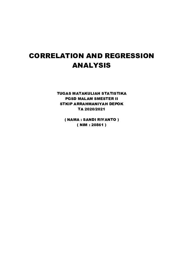 (PDF) CORRELATION AND REGRESSION ANALYSIS