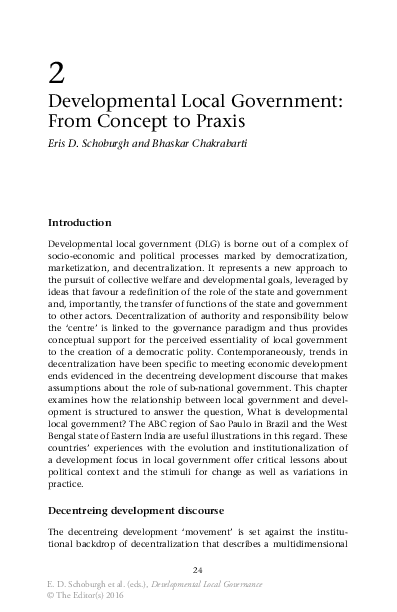 (PDF) Developmental Local Government: From Concept to Praxis