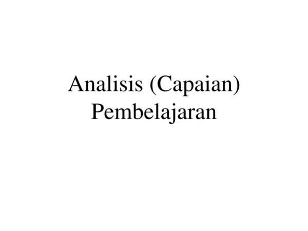 (PDF) Analisis Capaian Pembelajaran