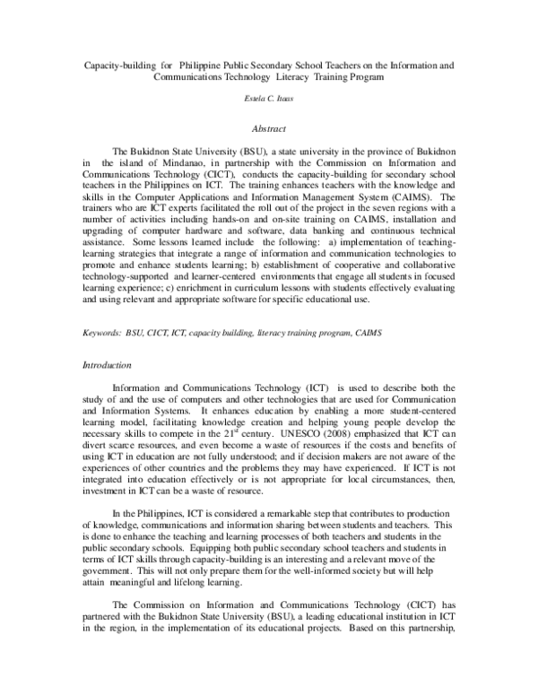 (PDF) Capacity-building for Philippine Public Secondary School Teachers ...