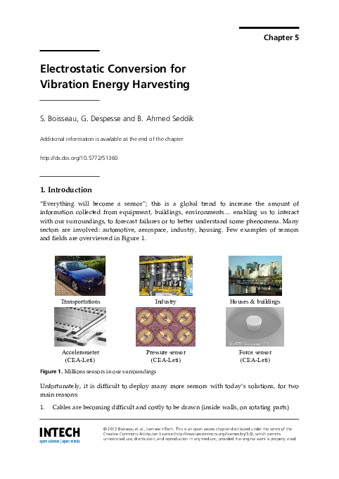 (PDF) Electrostatic Conversion for Vibration Energy Harvesting | G ...