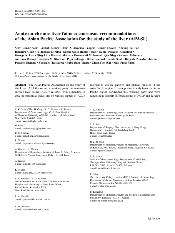 (PDF) Acute-on-chronic liver failure: consensus recommendations of the ...