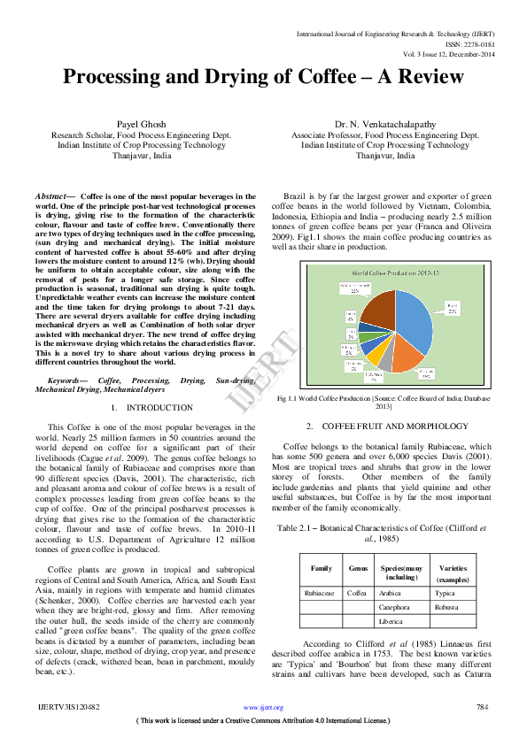 (PDF) Processing and Drying of Coffee – A Review
